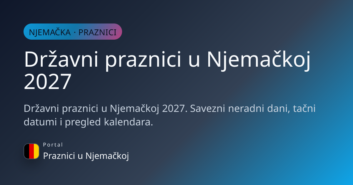Državni praznici u Njemačkoj 2027 | Praznici u Njemačkoj